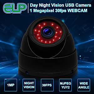 IEights Webcamera_USB USB Infrared Camera Day Night Vision PC Camera CCTV Dome IR Webcam for Computer Indoor Outdoor Waterproof USB Security Camera High Speed Lightburn Camera for Laser Engraver