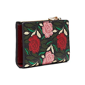 Kate Spade New York Morgan Rose Garden Printed Saffiano Leather Small Slim Bifold Wallet Black Multi One Size