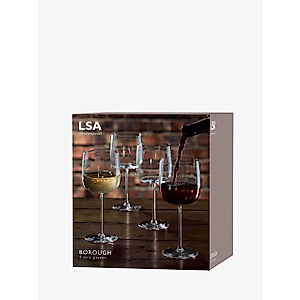 LSA International Borough Wine Glasses 13 oz, Set of 4, Luxury Elegant Modern Crystalline Drinking Glassware