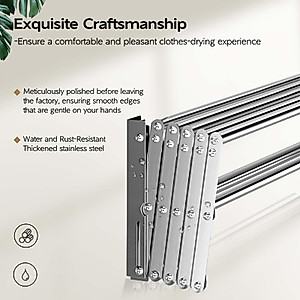 Vikaqi Wall Mounted Clothes Drying Rack, Foldable Wall Mount Laundry Drying Rack Folding Indoor, Drying Rack Clothing Collapsible, Retractable Towel Drying Rack, Space Saver with 7 Drying Rods