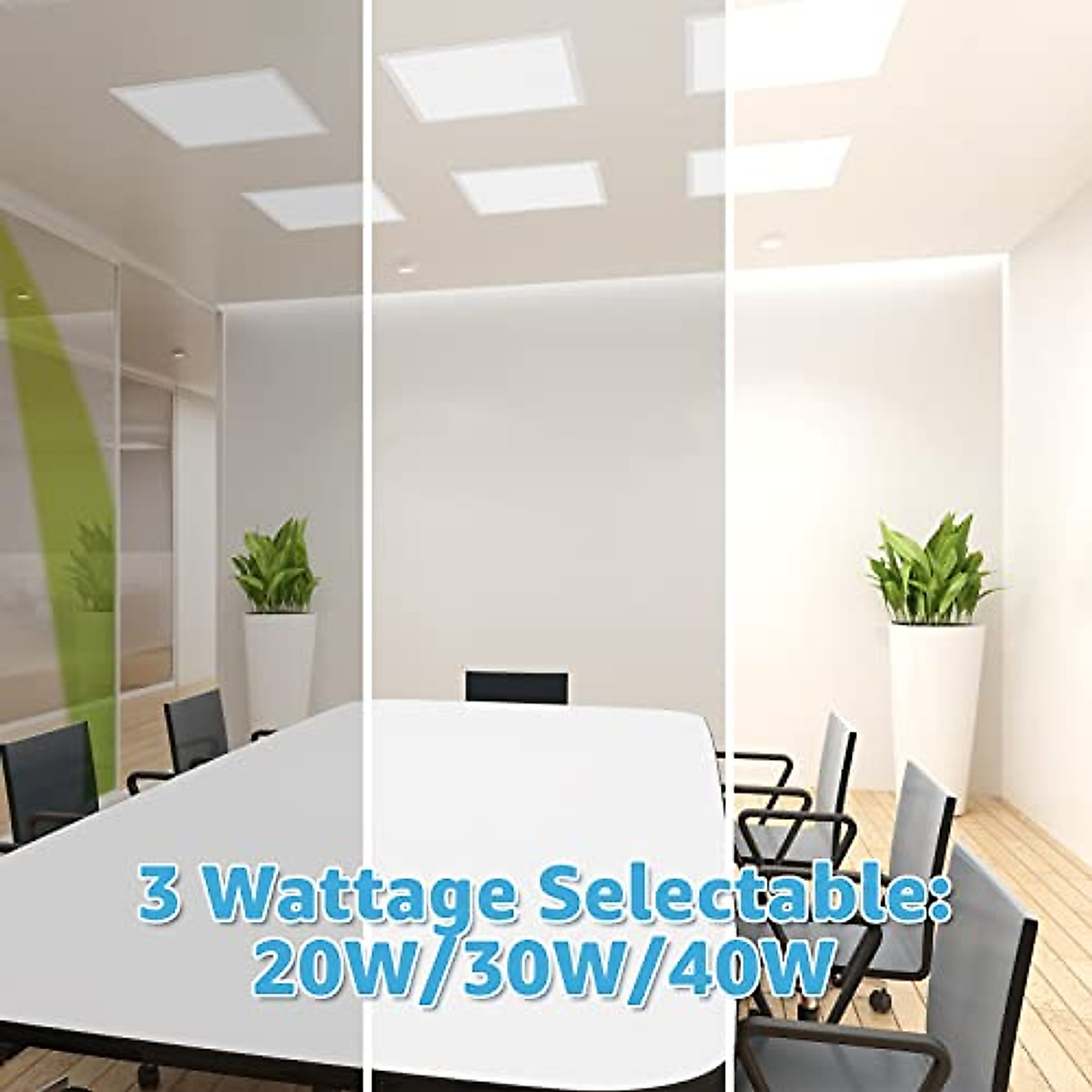 Art3d 2x2FT LED Flat Panel Light, Selectable CCT 3000/4000/5000K, 0-10V Dim 5500LM Flush Mount Ceiling Light, UL&ETL Listed, 1 Pack