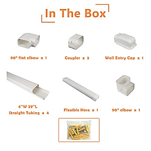 GCGOODS 4in 16.5ft Decorative PVC Line Cover Kit for Ductless Mini Split Air Conditioners, Central AC and Heat Pumps