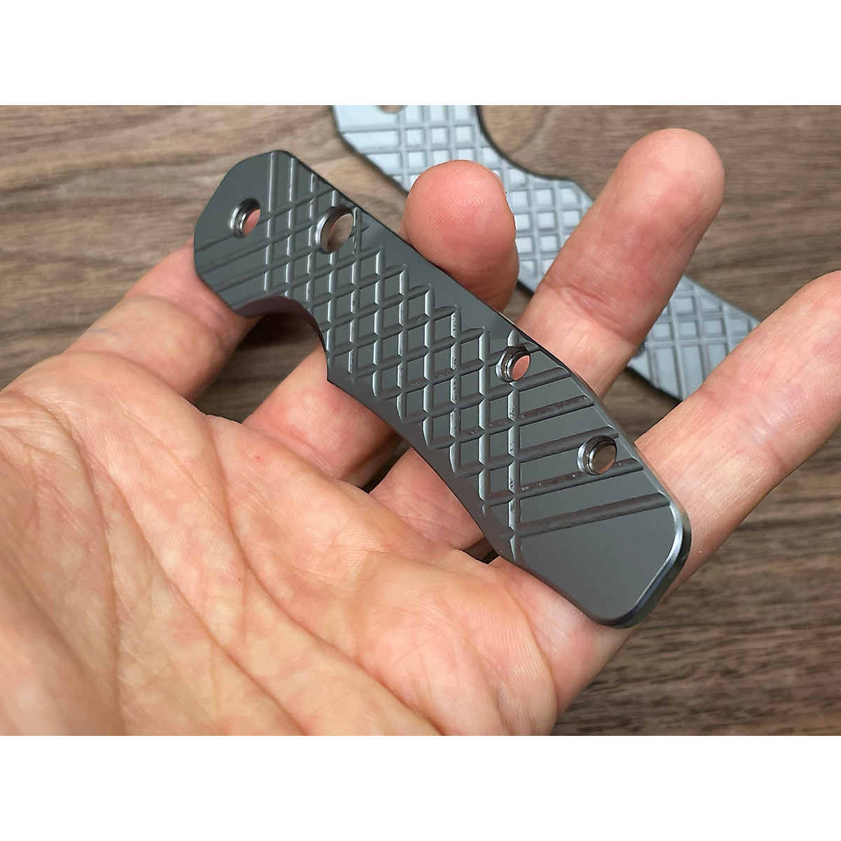 Black engraved FRAG milled Titanium Scales for Spyderco SMOCK