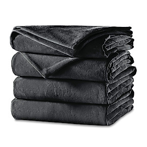 Sunbeam Heated Blanket | Velvet Plush, 10 Heat Settings, Slate, Queen - BSV9GQS-R825-12A44