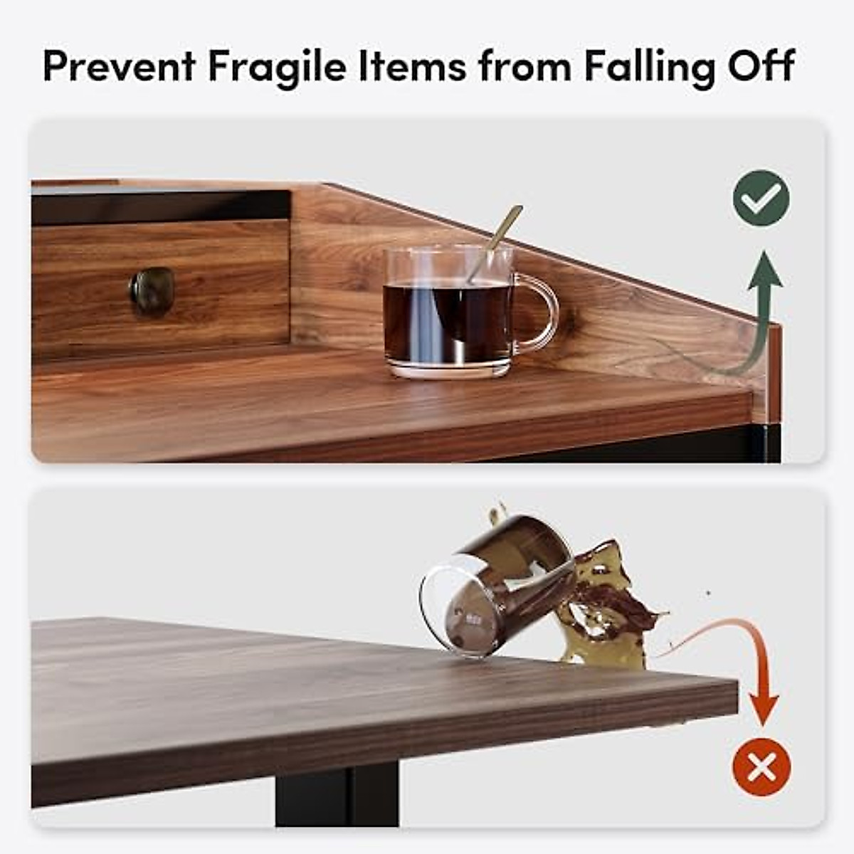 FEZIBO 55" Whole-Piece Standing Desk Adjustable Height with drawers, 55 x 24 inches Electric Adjustable Desk with Monitor Shelf, Sit Stand Rising Desk with baffle, Black Walnut