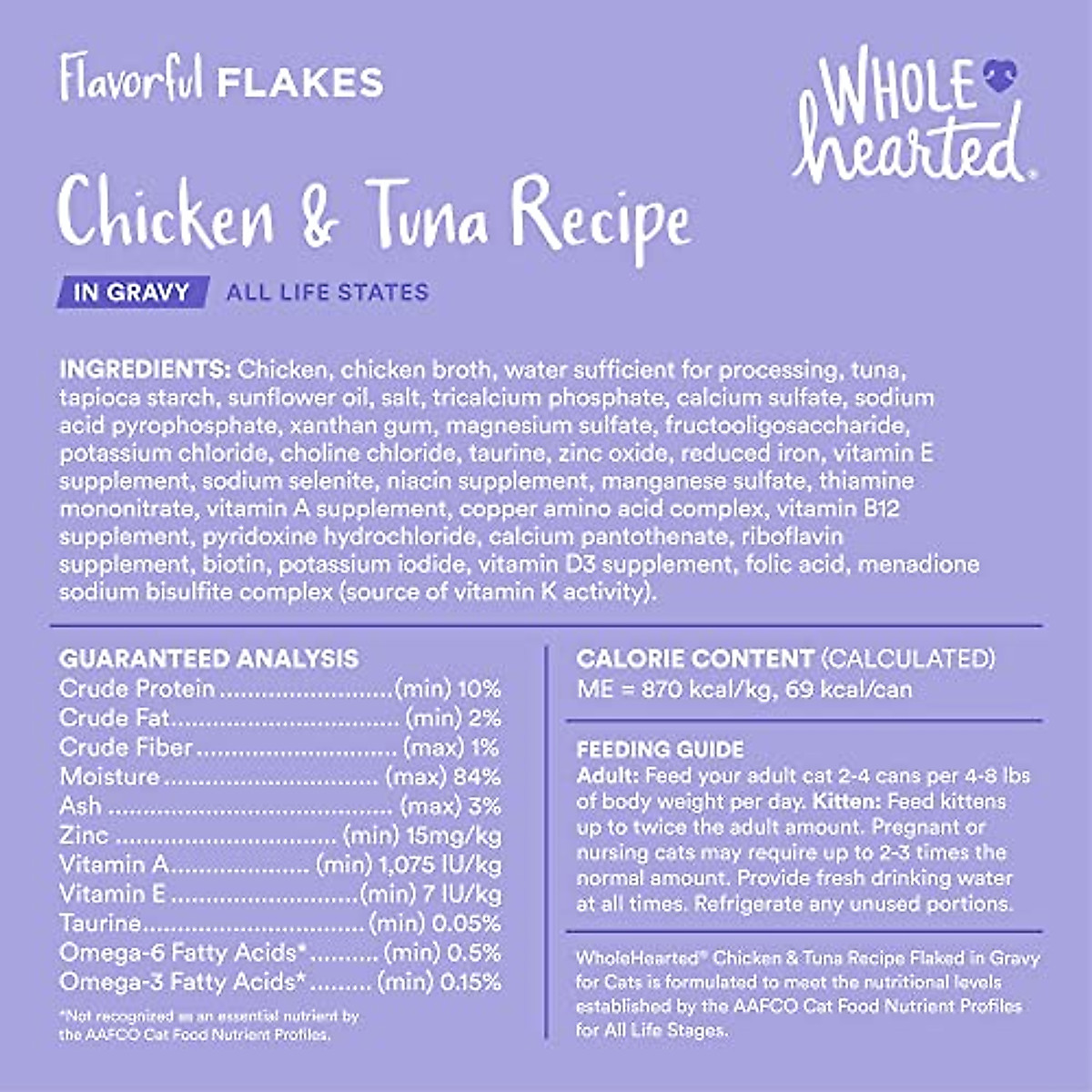 WholeHearted Grain Free by Land and Sea Flaked Wet Cat Food Variety Pack for All Life Stages, 2.8 oz, Count of 24