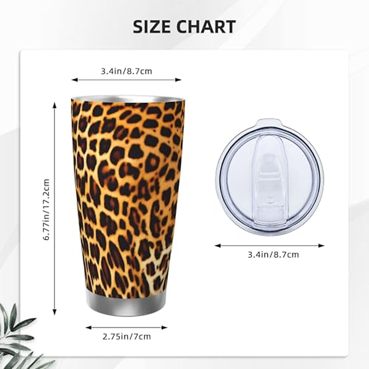 WXZYFP Car cup (single silver rim), can use a straw or drink directly, easy to use.Stripes on leopards