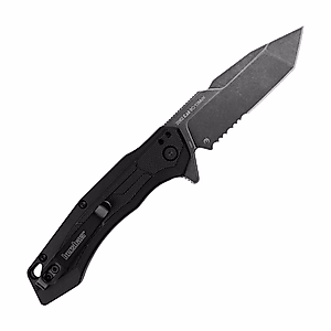 Kershaw Analyst Tanto Pocket Knife, 3.25" 8Cr13MoV Steel Blade, assisted opening, Liner Lock Folder EDC,Black