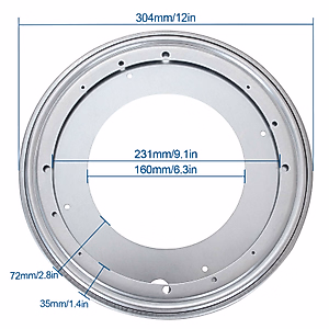 2 Pack Flat Lazy Susan Turntable Bearing 12 Inch Round Lazy Susan Hardware 5/16 Thick Turntable Swivel Base for Rotating Table, Book Case, Serving Tray, DVD Tower, Corner Shelves, 1000lb Capacity
