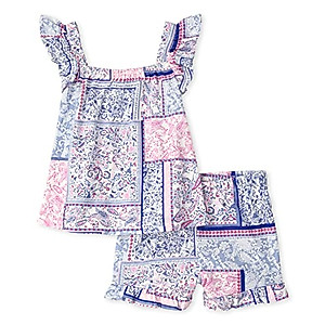 The Children's Place Baby Toddler Girls Sleeve Top and Shorts 2-Piece Sets, Simplywht, 4T