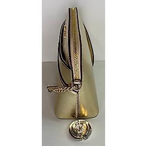 Michael Kors MICHAEL Michael Kors Jet Set Travel MD Dome XCross Crossbody bundled with SM TZ Coinpouch Purse Hook (Pale Gold/Signature Pale Gold)