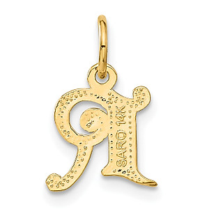 Mireval 14k Yellow Gold Initial R Charm (10 x 17 mm)