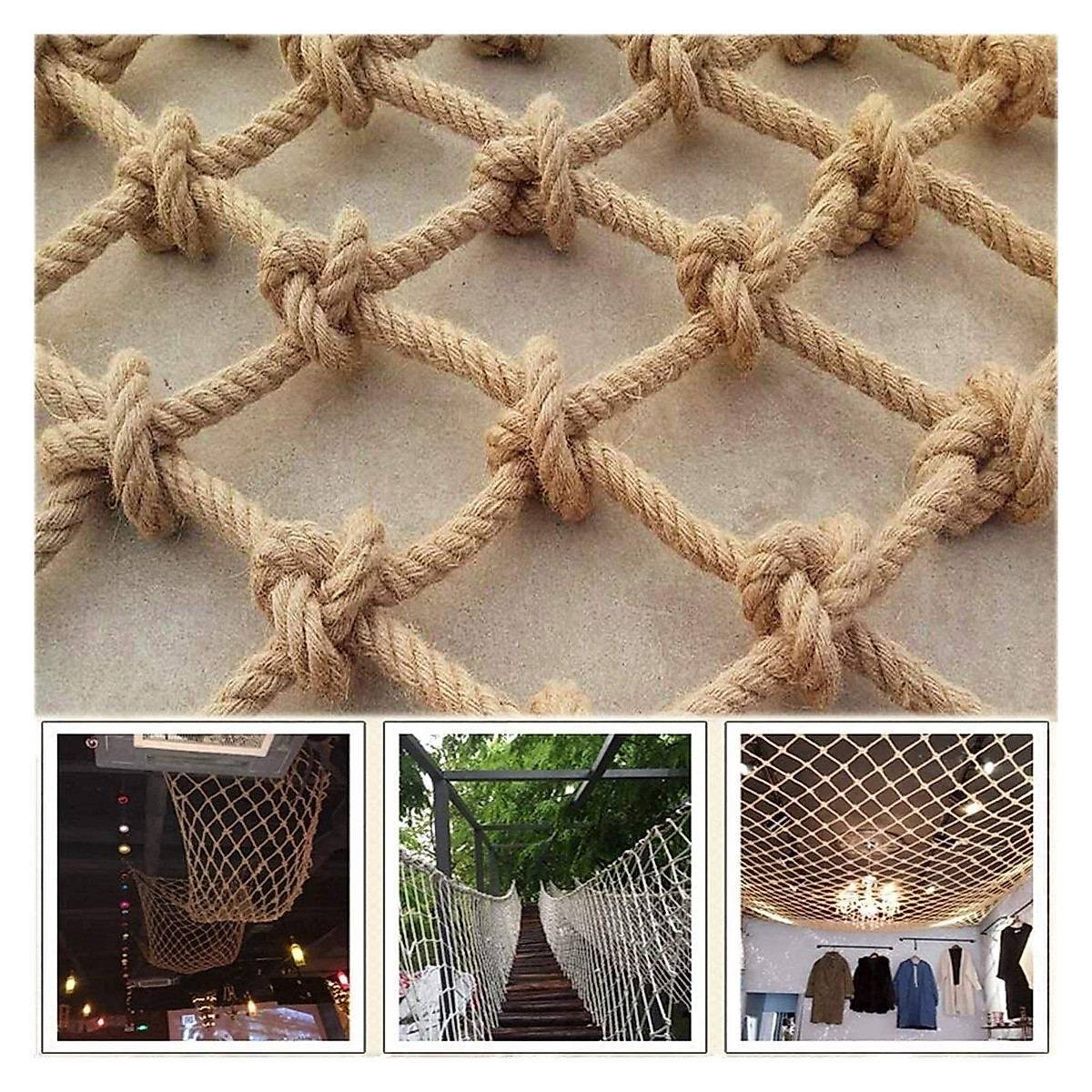 Hynet Rope Net for Climbing, Child Safety Net Fall Protection Net Rock Swingset Children Indoor Stairs Playground Outdoor Ceiling Decor Rope Thick 8mm (Size : 2 * 4m(7 * 13ft))