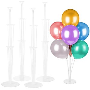 Balloon Stand Kit 4 sets Balloon Arch Stand with Base and Balloon Sticks for Christmas Table Graduation Wedding Birthday Baby Shower Gender Reveal Party Decorations