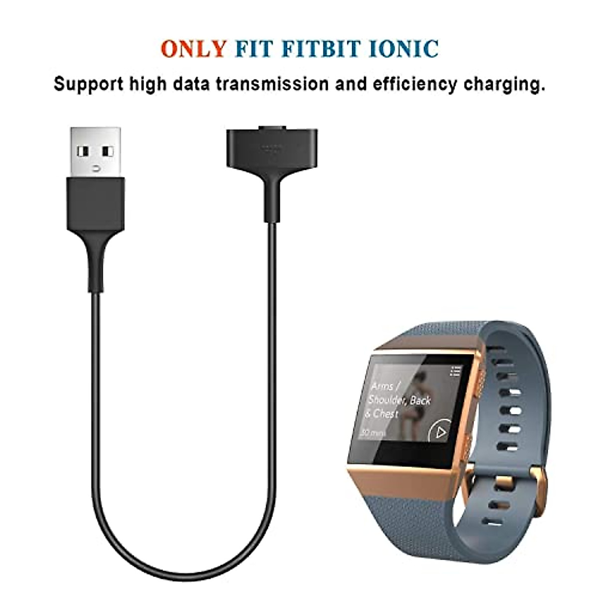 Charging Cable Compatible with Fitbit Ionic Charger, 3.3FT Replacement USB Charger Cable Cord Adapter for Ionic Smart Watch