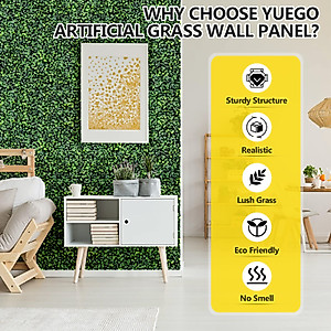 Yuego 12 Packs Grass Wall Boxwood Panels, 24" x 16" Artificial Green Topiary Hedge Plants for Privacy Fence Screen Sun Protected, Greenery Walls Backdrop for Indoor, Outdoor, Garden, Backyard Decor