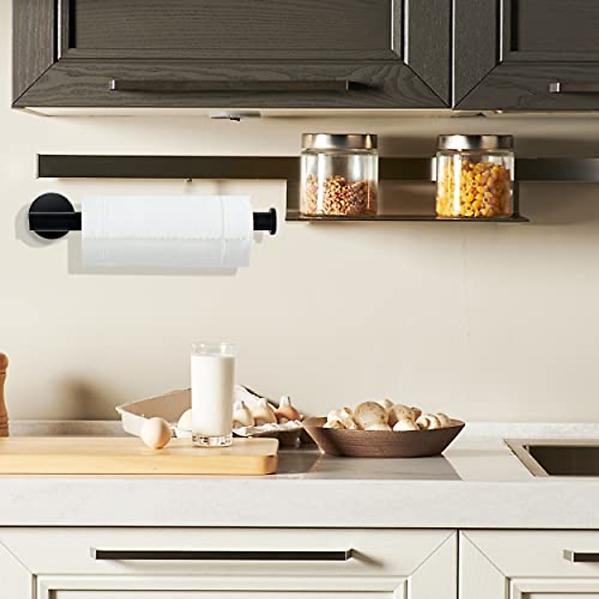 Hand Towel Holder for Bathroom, Matte Black Hand Towel Bar, SUS304 Stainless Steel Hand Towel Hanger, Wall Mounted Small Hand Towel Ring, 9 Inch Round Heavy Duty Towel Rack for Bathroom, Kitchen