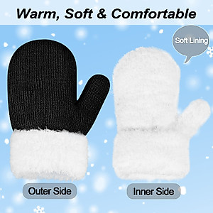 ONESING 2 Pair Toddler Mittens Baby Mittens Toddler Gloves Newborn Mittens Warm Gloves Knit Gloves Winter Gloves for baby Girls Boys, Black, Grey