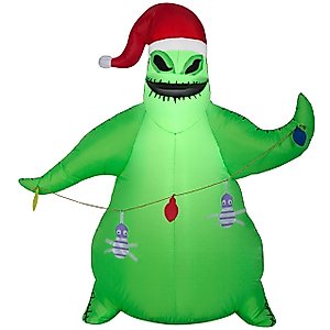 Gemmy Airblown Inflatable Inflatable Oogie Boogie in Santa Hat with Light String, 3.5 ft Tall