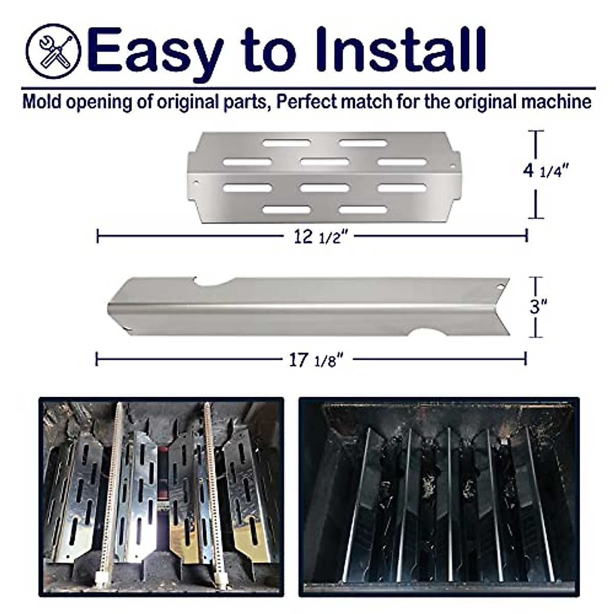 YOUFIRE Flavorizer Bars and Heat Deflectors Replacement for Weber 66032 66795 66040, Genesis II 300 Series II E-310, II E-315, II E-330 Gas Grills, (3 Pack Deflectors + 5 Pack Bar)