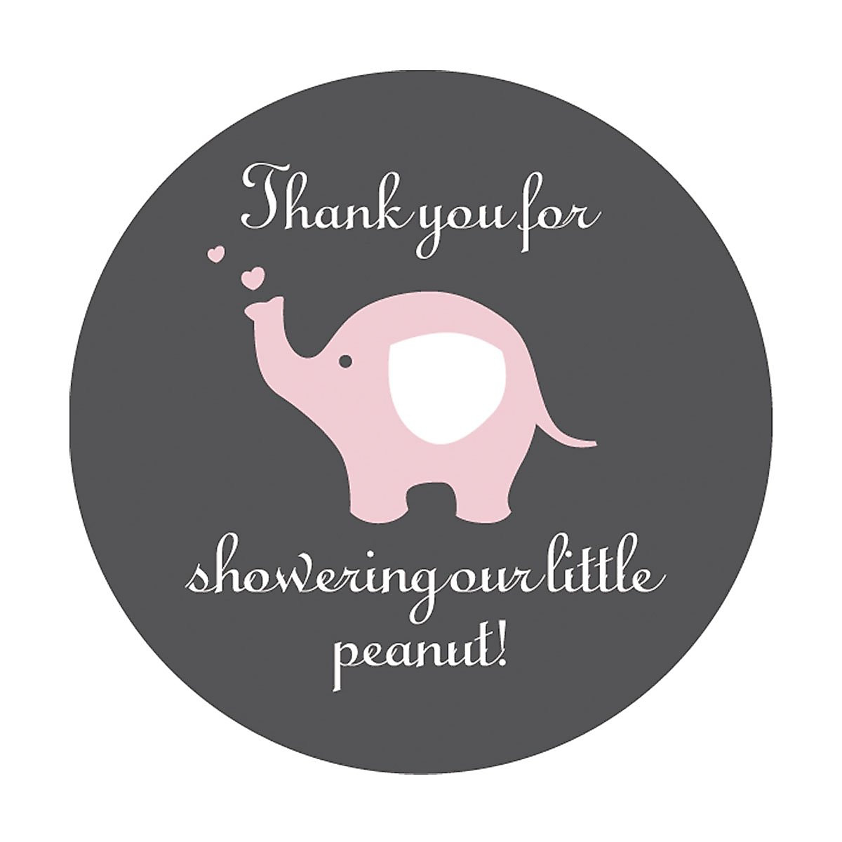 MAGJUCHE Pink Grey Elephant Thank You Stickers, Girl’s Baby Shower Party Favor Labels, 2 Inch Thank You For Showering Our Little, 40-Pack
