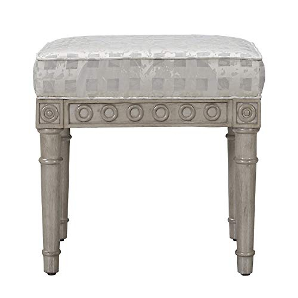 Jennifer Taylor Home Troy Upholstered Vanity Accent Stool, Silvery Check