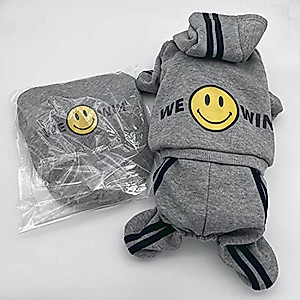 Pet Cat Dog Cute Outfit Clothes Hoodie Jumpsuit Tracksuit Jacket Winter Sweater 4-Legs Style Grey for Puppy Small to Medium Dogs Boy and Girl (X-Large)