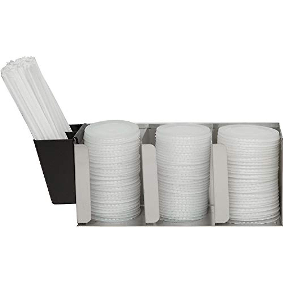 San Jamar Lid Organizer with Adjustable Dividers for Restaurants and Fast Food, Plastic, 14.5 Inches, Silver