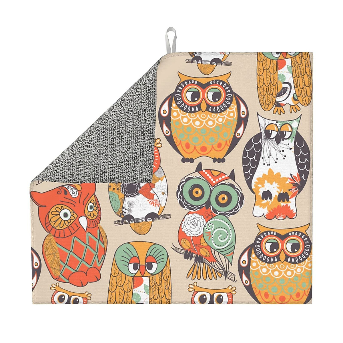 Owl Dish Drying Mat For Kitchen Counter Decor And Accessories 16 X 18 Inch Microfiber Dish Drainer Rack Mats
