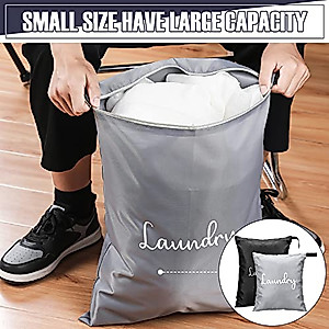 4 Pack Travel Laundry Bag Waterproof Wet Dirty Bag Machine Washable Clothes Organizer Bag Washing Travel Accessories for Packing Storage Hamper Basket, 12 x 14 Inch, 17 x 22 Inch, Gray, Black