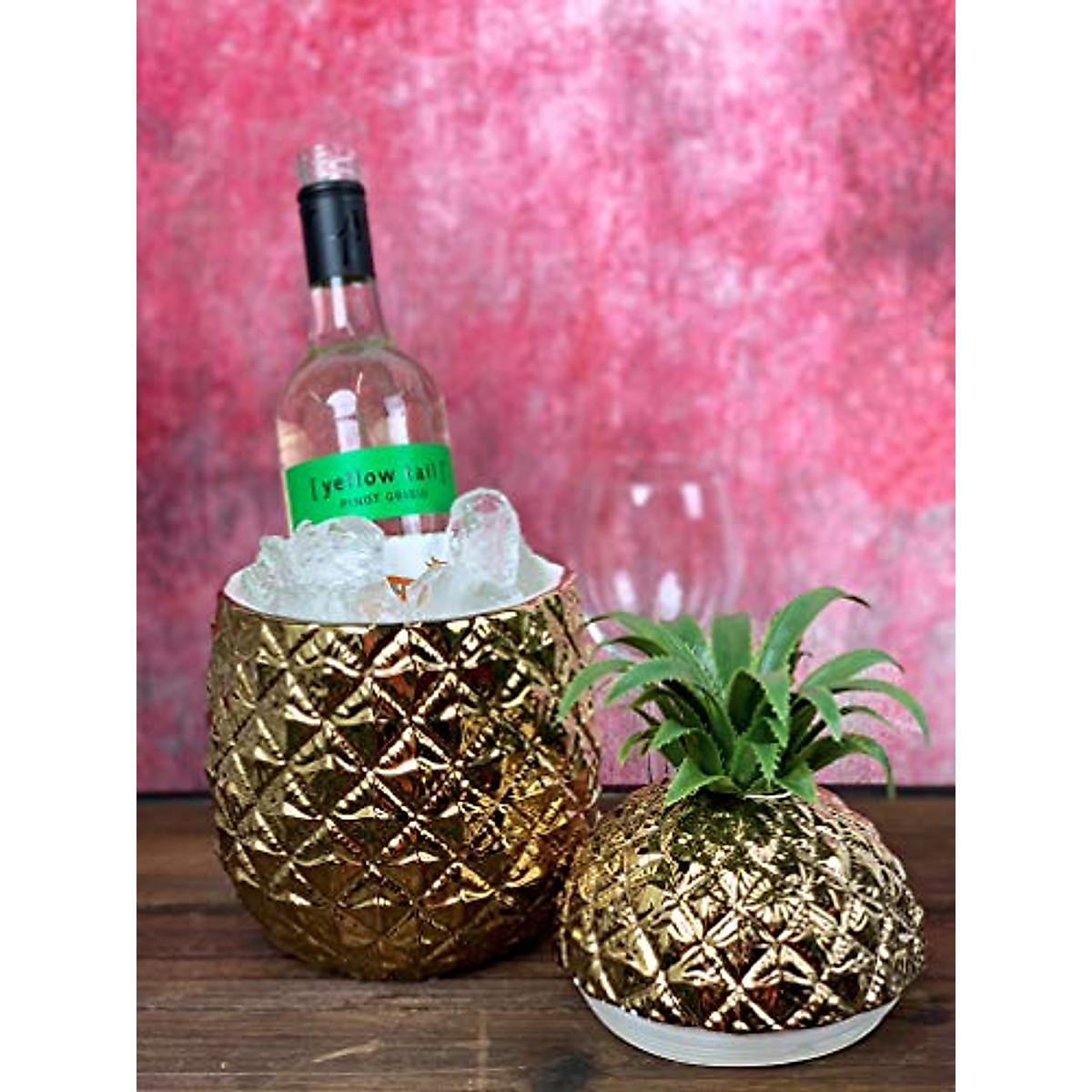 Talking Tables Gold Pineapple Ice Bucket with Lid Premium Drinks Trolley | Retro Bar Accessory | Classy Party Decoration | Elegant Cooler | Ideal Gift for Him or Her, 21.5 x 21.5 x 27 cm