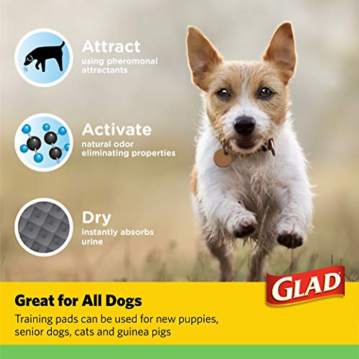 Glad for Pets Earth Friendly Bamboo Training Pads | Eco Friendly Puppy Pads for All Dogs | 85 Super Absorbent Puppy Training Pads, Deodorizing Dog Training Pads for Pets