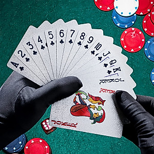 Zayvor 2 Decks Playing Cards Foil Poker Cards Deck of Cards 24K Gold Diamond Foil Poker Cards Waterproof Plastic Cards with Gift Box,Game Tools for Family Game Party- Cool Silver and Rose Gold