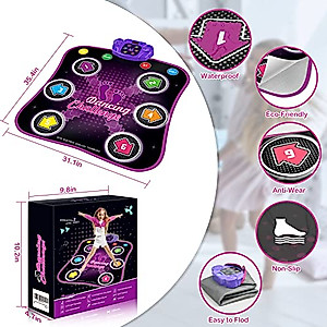 Light Up Dance Mat for Kids, Electronic Music Dance Pad with LED Lights & Wireless Bluetooth Built in Music, Birthday Gifts, Toys for Girl 4-8, 8-12 (Multicolor)