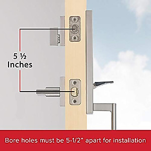 Kwikset Vancouver Front Door Lock Handle and Deadbolt Set, Entry Handleset Exterior with Interior Reversible Lever, Satin Nickel, Pick Resistant SmartKey Rekey Deadbolt Security