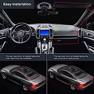 Milerong Dash Cam Front Rear and Inside, FHD 1920P Dash Camera for Cars, Dashcam Three Way Triple Car Camera with IR Night Vision, Rotating Inside Camera, 24H Parking Mode, WDR