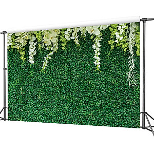 CHAIYA 8X6FT Greenery Backdrop with Flowers Green Leaf White Flower Photo Backdrops Bridal Shower Backdrop for Wedding Backdrops Reception Ceremony Birthday Party Decoration CY273
