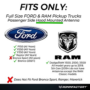 RONIN FACTORY Truck Antenna for Ford F150 F250 F350 Super Duty Raptor Bronco Lightning Dodge RAM 1500 Accessories - Anti Theft - Carwash Safe - Short Antenna F150 (4 Inch)