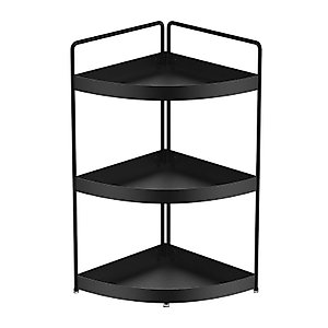 HANGXIN Bathroom Countertop Organizer, Vanity Tray Corner Shelf Storage Organizer for Makeup Cosmetic Perfume, Kitchen Spice Rack Metal Standing Shelf (3-Tire)