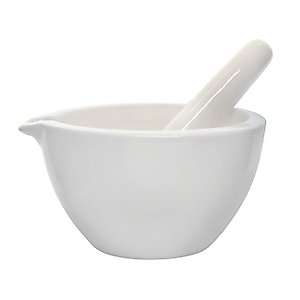 EISCO Porcelain Mortar & Pestle Set, 30oz (900ml) - Unglazed Grinding Surface - Excellent for Kitchen or Laboratory - Grinds Powdered Chemicals, Herbs & Spices - Pill Crusher - White