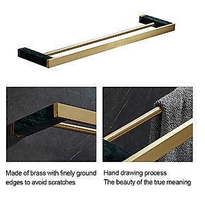 Bath Towel Bar Brass Brushed Gold Towel Rail Bar, Bathroom Towel Rack, Double-bar Nordic Bathroom Marble Towel Holder Towel Holder