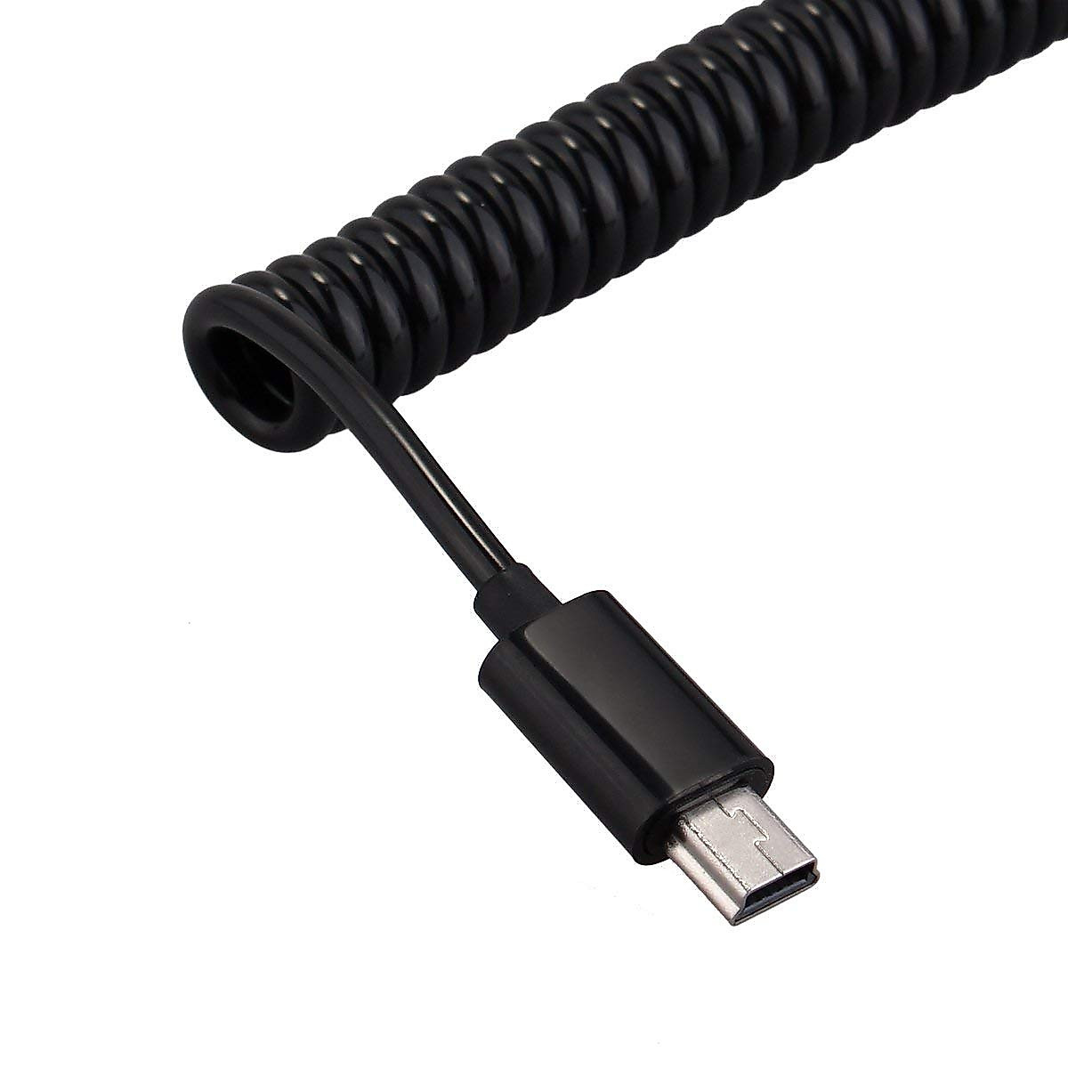 USB 2.0 Type A Male to Mini Expansion Spring Coiled Cable 4-36inch Standard Spiral Flexible Extension for Printers, Cameras, Mouse, Cell Phone