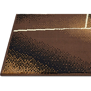 Champion Rugs Modern Area Rug Geometric Boxes Abstract Lines Pattern Multicolor Brown (2’ X 7’ Runner)