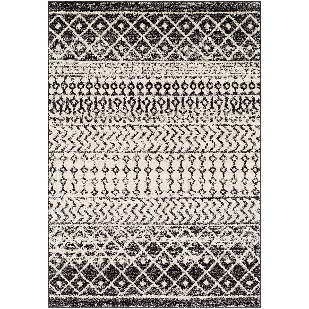 Livabliss Chester Boho Moroccan Area Rug,9' x 12'6",Black