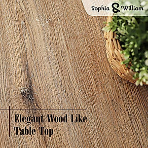 Sophia & William Patio Dining Set 7 Pieces Metal Outdoor Furniture Set, 6 x Metal Stackable Garden Chairs, 1 Patio Rectangle Umbrella Table Wood Like for Backyard Pool