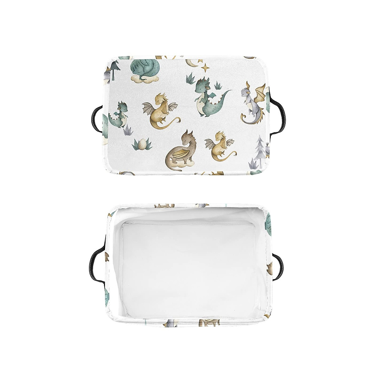 EasyeeUMe Animal Watercolor Dragon Rectangular Laundry Basket Nursery Storage Fabric Storage Bin Storage Hamper,Book Bag,Gift Baskets 1 Pack