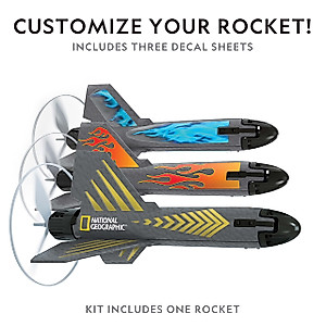 NATIONAL GEOGRAPHIC Rocket Launcher for Kids – Patent-Pending Motorized Air Rocket Toy, Launch up to 200 ft. with Safe Landing, Kids Outdoor Toys & Model Rockets, Gifts for Boys and Girls, Space Toys