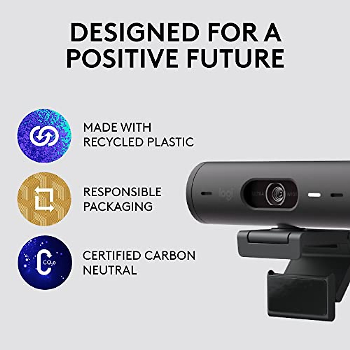 Logitech Brio 501 Full HD Webcam with Auto Light Correction,Show Mode, Dual Noise Reduction Mics, Privacy Cover, Works with Microsoft Teams, Google Meet, Zoom, USB-C Cable - Black