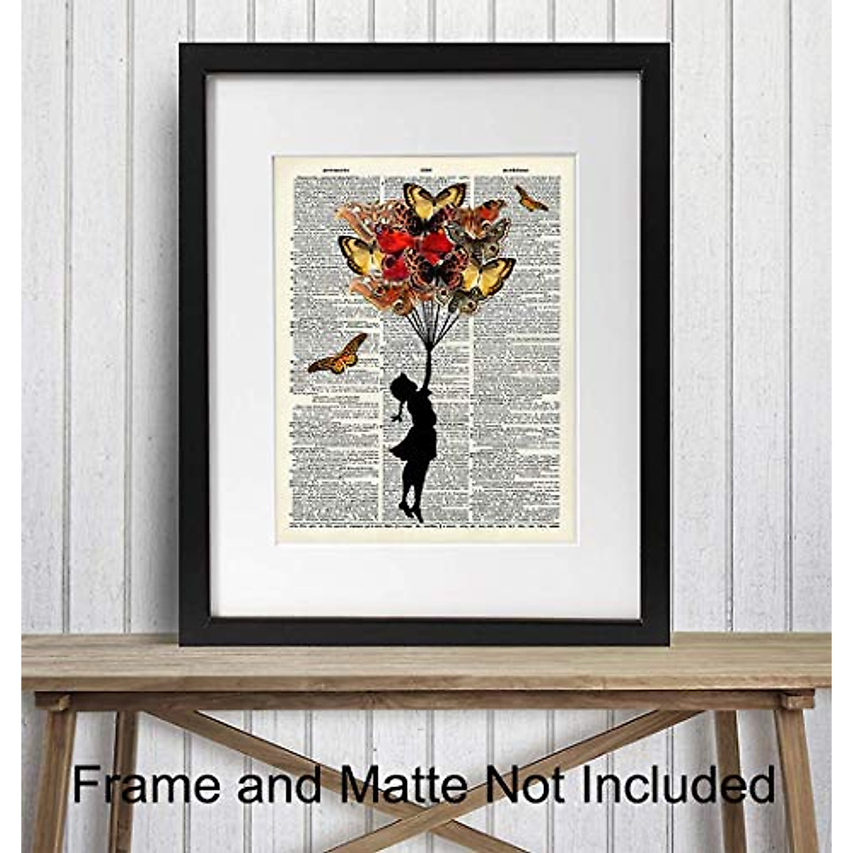 Banksy Wall Art - Butterfly Wall Decor for Women - Banksy Poster - Little Girls Bedroom Decor - Butterfly Wall Art - Dictionary Art