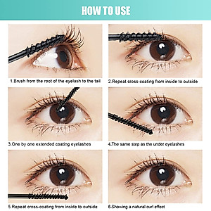 2pcs Mascara Lash 4D Mascara Waterproof Fiber Mascara Liquid Lash Mascara Thick Eyelash Long Lasting Smudge-Proof with 360 Degrees Spiral Brush (Black Set)